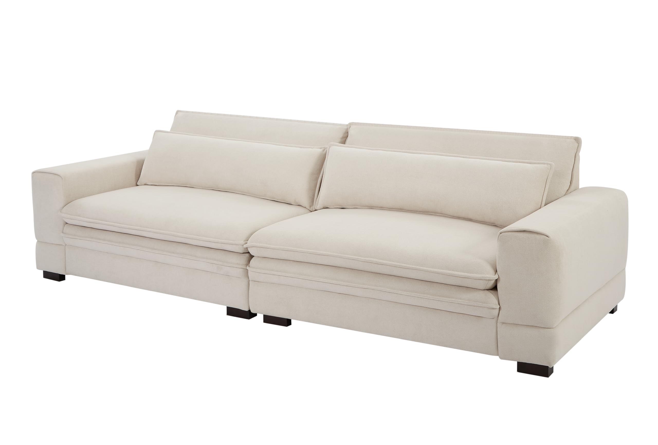 JUSTONE 126" Curved Sofa Modern Curved Couch Living Room, Upholstery Boucle Sofa Couch with 2 Pillows,4-Seat Sofa Couch for Apartment,Living Room (Right-Facing,Light Cream)