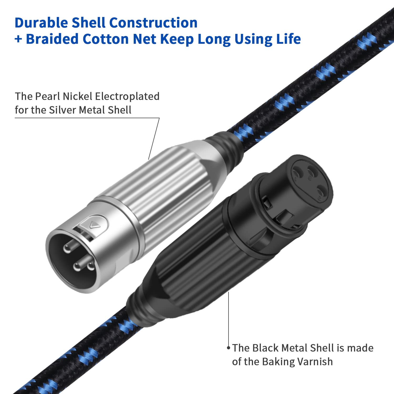 DREMAKE Professional Audio Mic AMP Cable Cords - XLR 3 Pin Male to XLR 3 Pin Female Braided Cables - 20' Balanced Snake Patch Cord for Powered Speakers, Live Sound & Performance, Mixers - 2 Pack