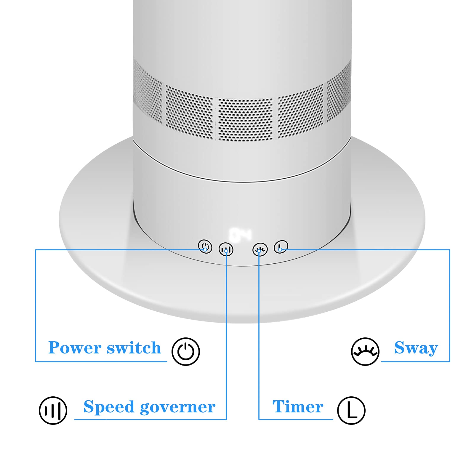 HealSmart Sufficient Size Bladeless Fan, Standing Fan, Tower Fan, 10 Speeds Settings, 10-Hour Timing Closure Bladeless Fan, Stylish And Modern Fan, Low Noise
