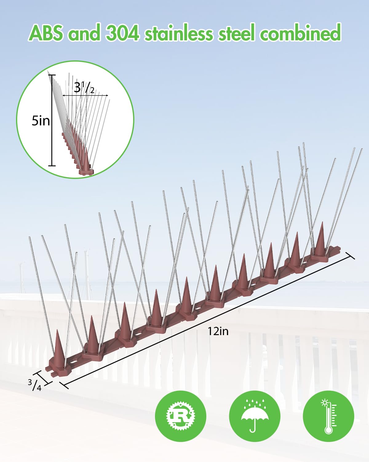 CIIC Bird Spikes, 16 Pack Stainless Steel Anti Bird Spikes, Bird Deterrents for Outside Pigeon Spikes, Bird Repellent Devices for Garden Fence Wall Coverage 16.4 Feet
