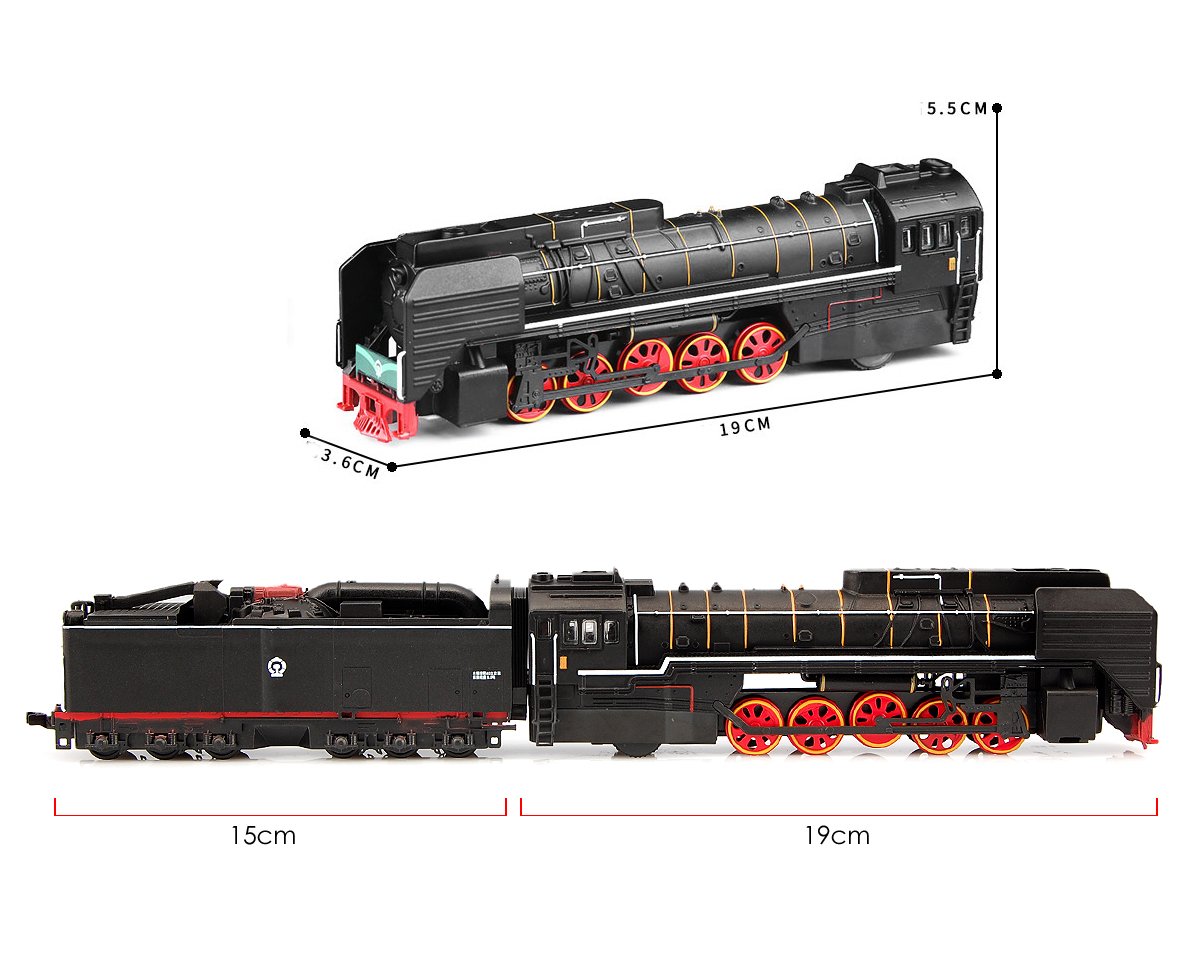 DS. DISTINCTIVE STYLE 1:87 Alloy Steam Locomotive Traction Engine Trains Toy Model with Music Light (Black)
