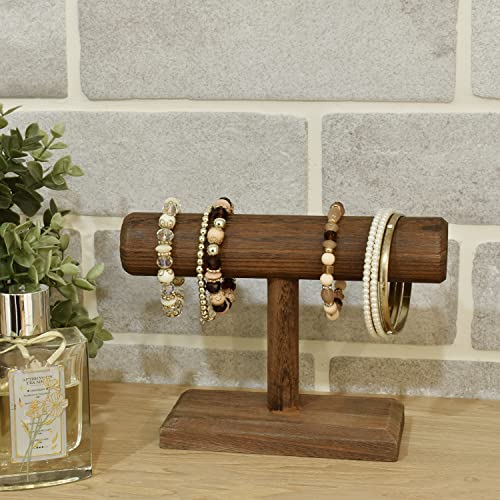 Ikee Design Antique Wooden Display Jewelry Accessory Stand, Bracelet Scrunchie Holder Display for Store, Showcase and Home, Brown Color, 7.9" W x 2.9" D x 5.5" H