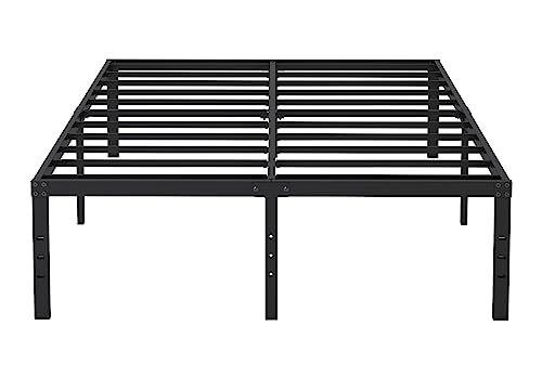 Cieemine 18 Inch Full Size Metal Bed Frame, Heavy Duty Steel Slat Mattress Foundation,No Box Spring Needed, Easy Assembly, Noise-Free,Black