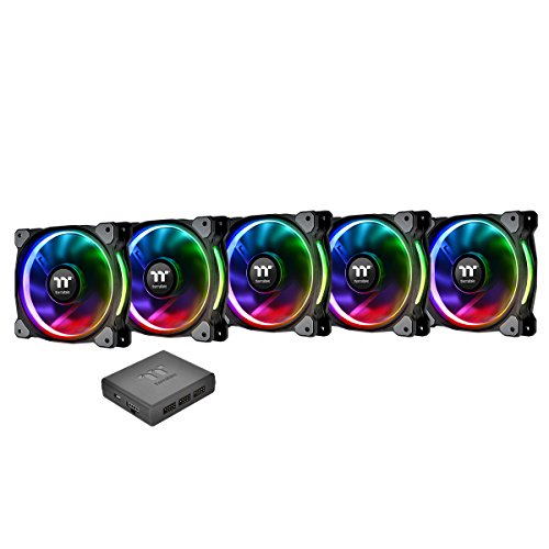 Thermaltake CL-F054-PL12SW-A Riing Plus 12 LED RGB Radiator Fan - Black (Pack of 5)