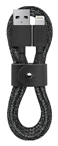 Native Union Belt Cable USB-A to Lightning - 4ft Ultra-Strong Reinforced [MFi Certified] Durable Charging Cable with Leather Strap Compatible with iPhone 14, iPhone 13, iPhone 12 and Earlier (Cosmos)