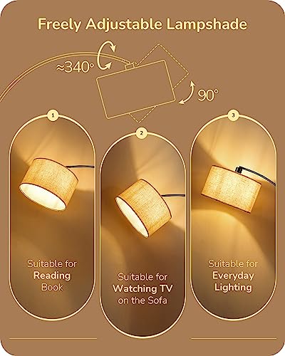 EDISHINE Arc Floor Lamp with Remote Control, Modern Floor Lamp with 5 Color Temperature & Dimmable Bulb, Metal Standing Lamps with Hanging Shade for Living Room, Bedroom, Office, Black