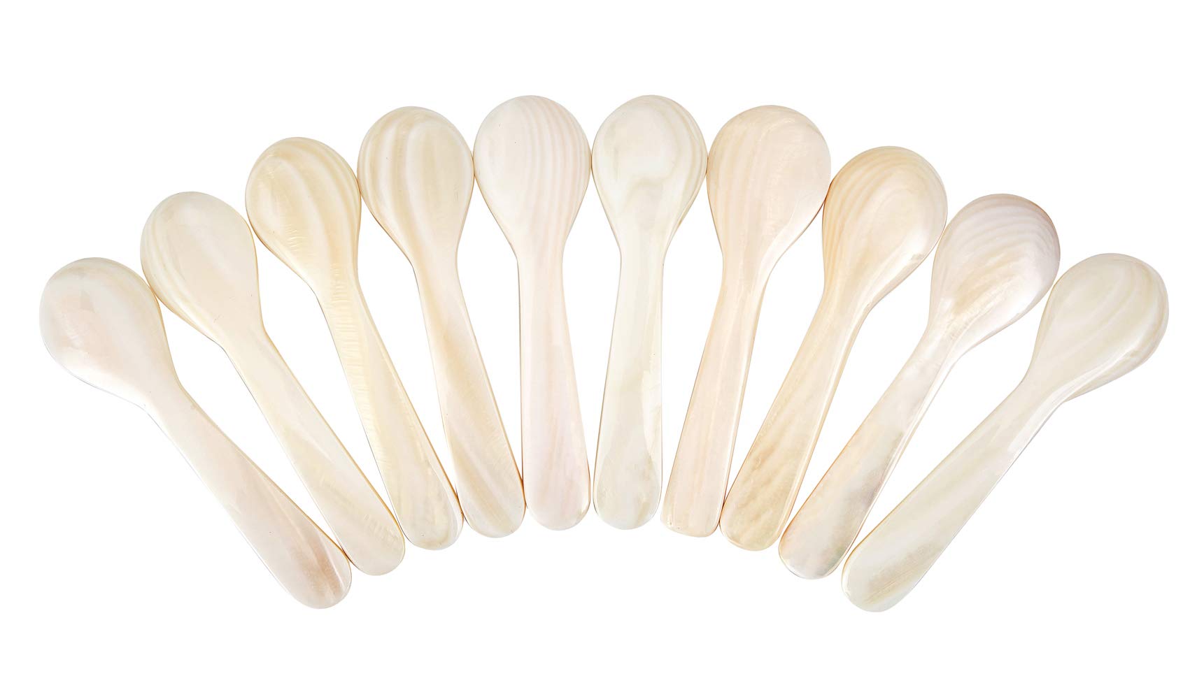 DUEBEL Set of 10 White Mother of Pearl 3.15′′ Caviar Spoons for Caviar, Egg, Coffee Serving (White, 8cm x 2.3cm)