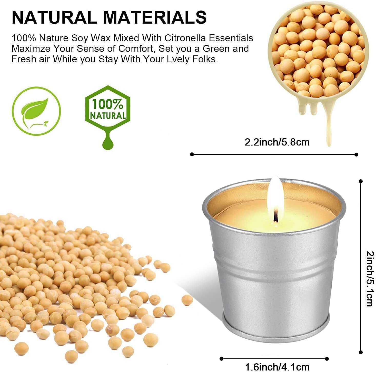 Citronella Candles Outdoor Indoor, 12 Pack Scented Candles Set Bulk Made with Natural Soy Wax Bucket and Essential Oils for Garden Patio Yard Home Balcony