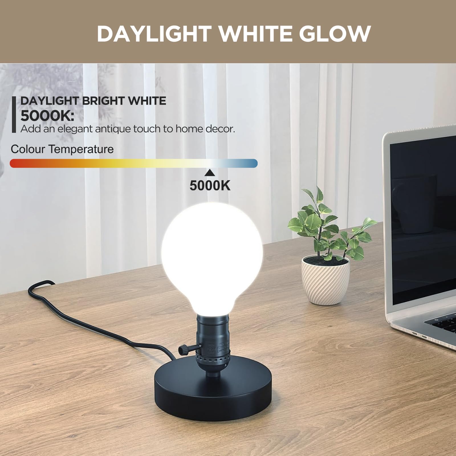 CRIRY G25 Dimmable LED Globe Light Bulbs 60 Watt Equiv, 6W 5000K Daylight Bathroom Vanity Light Bulbs, G80 Large Edison Round LED Light Bulbs for Sputnik Chandelier 800LM CRI85, E26 Base, 8Packs