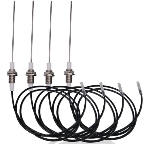 MCAMPAS Set of 4 PCS Spark Igniter with M10x1 Threaded Universal Ceramic Electrode Ignition Plug Wire 36", Fit for Gas Fireplace & Oven & Heater & Kitchen Igniterā¦