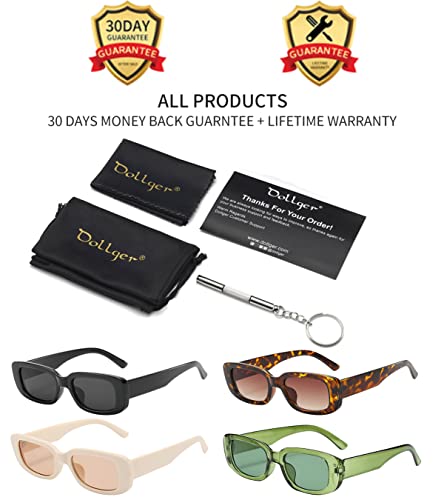 Dollger Trendy Rectangle Sunglasses For Women Men Trendy Retro Rectangular colored Shades sunglasses bulk pack