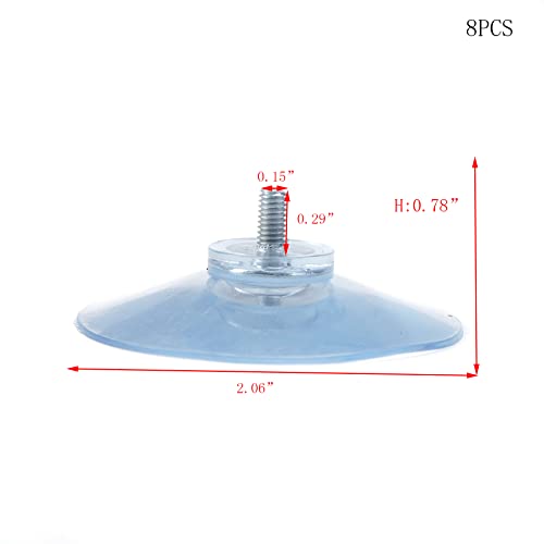 Faotup 8PCS Transparent M4 Suction Cup Feet with Nut,2Inches Plastic Suction Cup Feet for Appliances,Suction Cup Glass Shelf,2.06×2.06×1.14inches,with Nuts