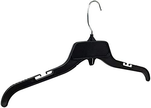 Hangon Recycled Plastic with Notches Shirt Hangers, 17 Inch, Black, 100 Pack