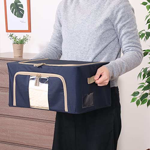 Fuji Boeki 63513 Storage Box, Width 15.4 x Depth 11.4 x Height 7.9 inches (39 x 29 x 20 cm), Blue, 5.6 gal (22 L), with Small Window, Stackable