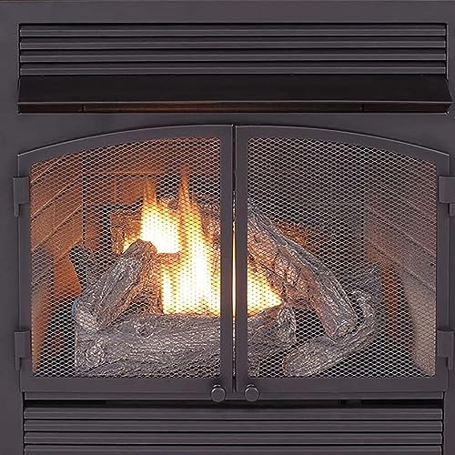 Duluth Forge Dual Fuel Ventless Gas Fireplace System with Mantle, Remote Control, 6 Fire Logs, Use with Natural Gas or Liquid Propane, 32000 BTU, Heats up to 1500 Sq. Ft., Antique White