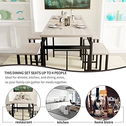 Dining Table Set for 4, 5 Pieces Kitchen Table and Chairs for Small Spaces, Bar Table and Chairs Set, Person Counter Height Table Set with 4 Chairs for Pub Restaurant Dinner Breakfast(Oak)