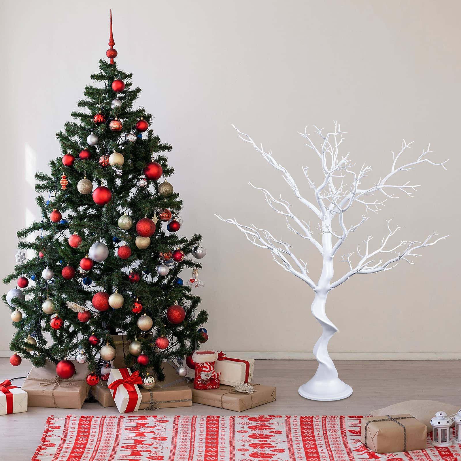 Jetec Christmas Tree Branch Removable Artificial Tree Centerpiece Manzanita Tree Decorative Branch for Christmas Party Home Garden Indoor Outdoor Decoration, 30 Inch in Height(White)
