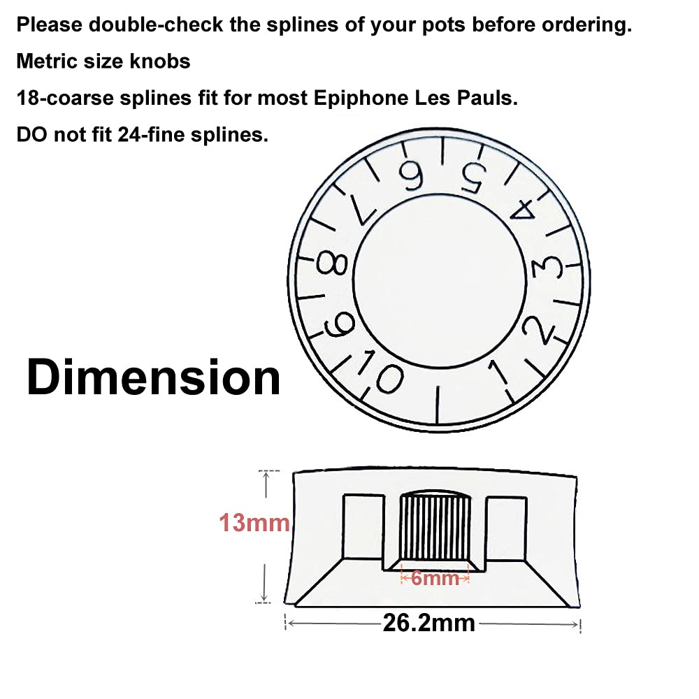 JD.Moon 4pcs Speed Control Knob for Electric Guitar Volume Tone Push on 6mm/0.24" Rotary Shaft (Black)