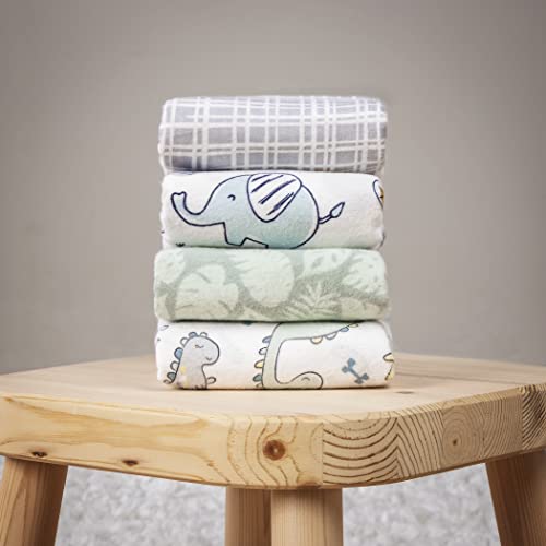 Dino Safari 4 Pack Flannel Burp Cloth Set