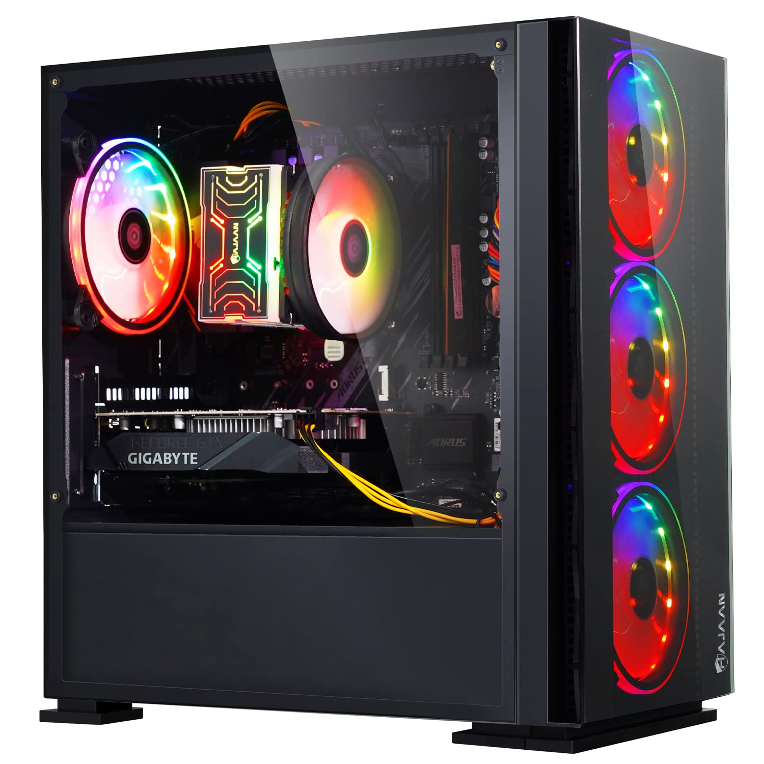 HAJAAN Breeze Gaming Desktop Tower PC with 24 Inch Gaming Monitor- Intel Core i3-10100F Processor 3.6GHz, 16GB DDR4 RAM, 512GB SSD, GeForce GT 1030 2GB, Gaming Headset, Windows 11 Pro