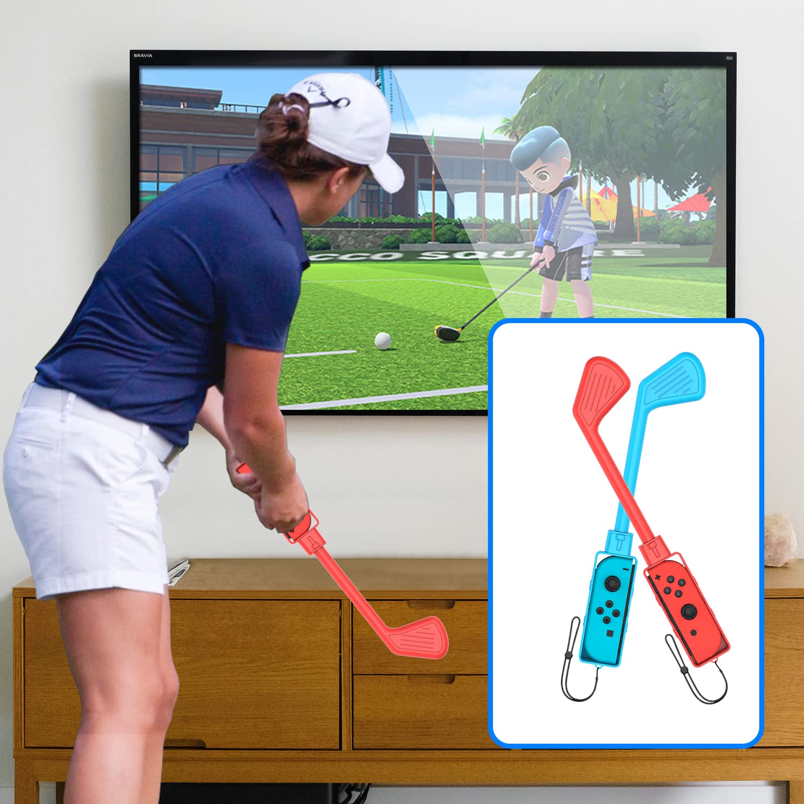 JDDWIN Switch Accessories Bundle:9 IN 1 Accessories kit for Nintendo Switch/Switch OLED Sports Games Accessories -Tennis Rackets,Zelda Sword,Joycon Grip, Hand&Leg Straps,Golf Clubs (9 in 1)