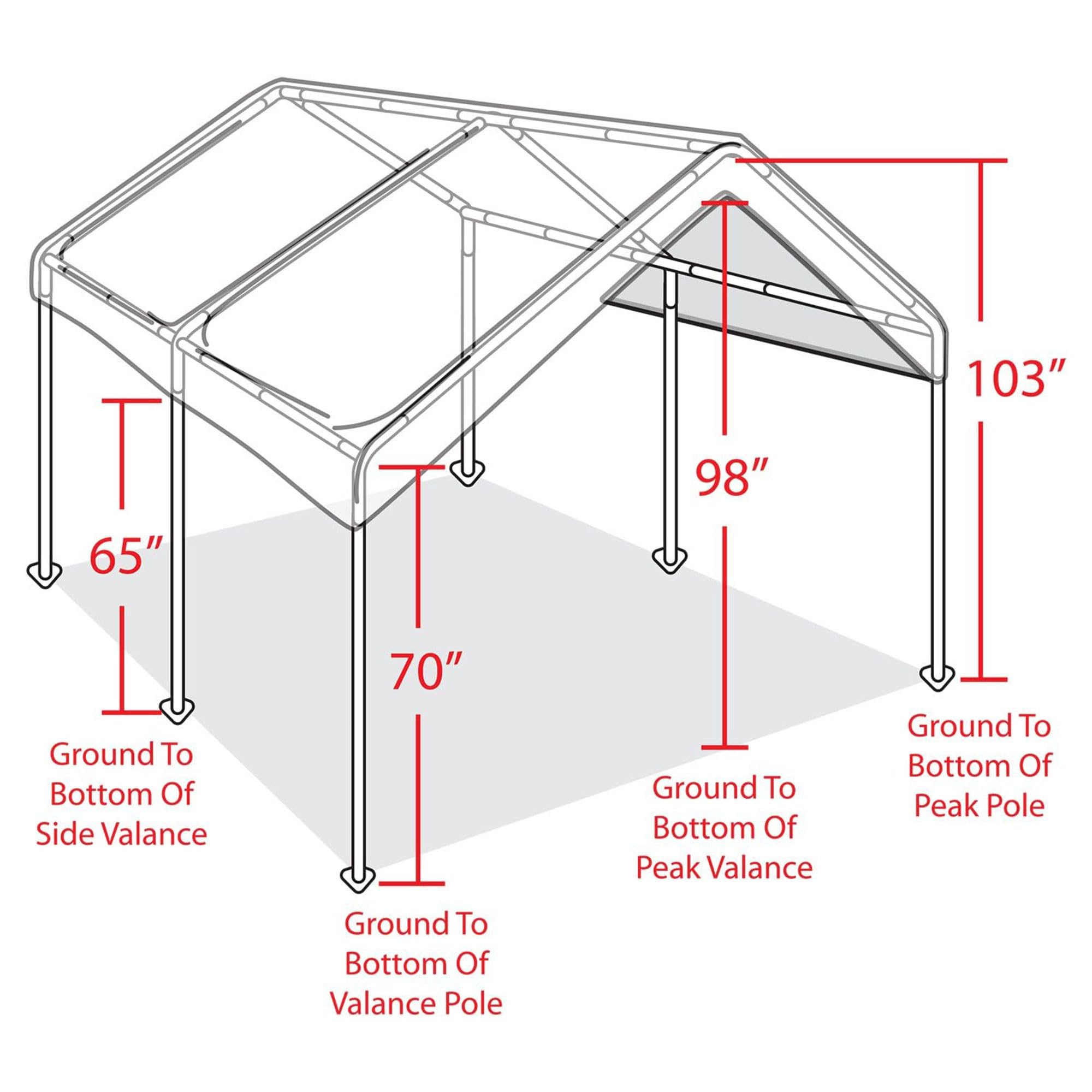 Caravan Canopy Powder Coated Heavy Duty Steel Frame Pop Up Carport with 6 Steel Stakes for Outdoor Activities and Events, White