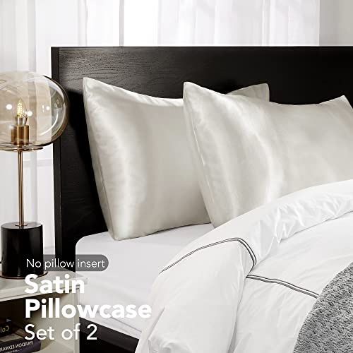 Deconovo Grey Silk Pillowcase Envelope Closure - Satin Pillowcase for Hair and Skin, King Size Set of 2, 20x40 Inch Pillow Protectors (Grey, 20x40 Inch, 2 Pack)