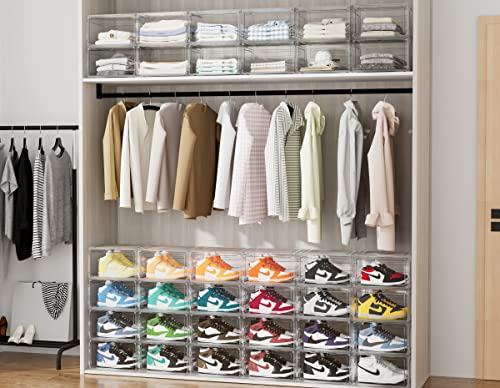 HOMIDEC Shoe Storage, 6 Pack Shoe Organizer, Shoe Boxes Clear Plastic Stackable, Closet Organizers and Storage for Display Sneakers, Heels, Purse, Collectibles, Makeup