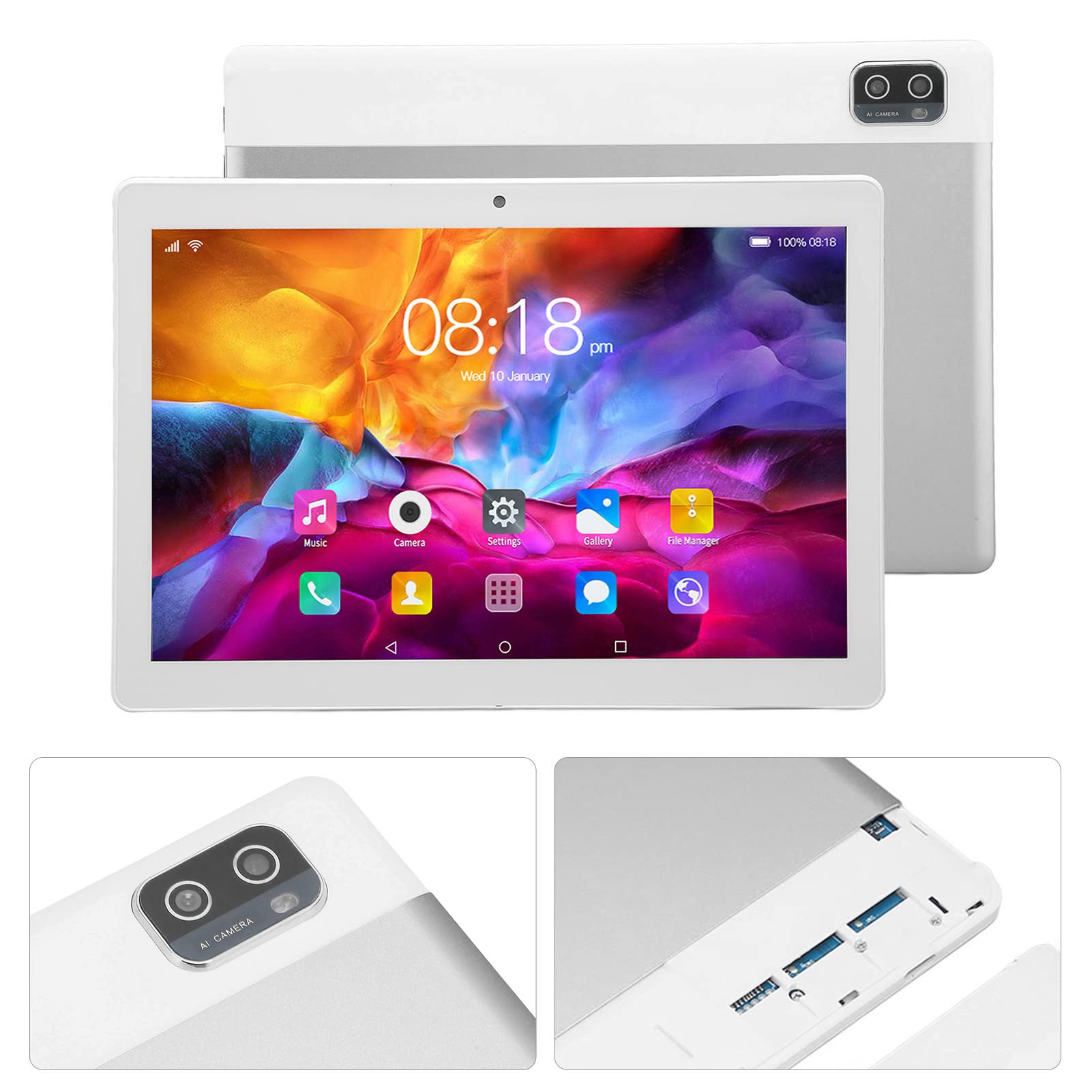 CHICIRIS Tablet 5G Silver 100240V Tablet 10.1 Inch Resolution 1960x1080 MT6592 10 Cores for Research (US Plug 110V Light Source)