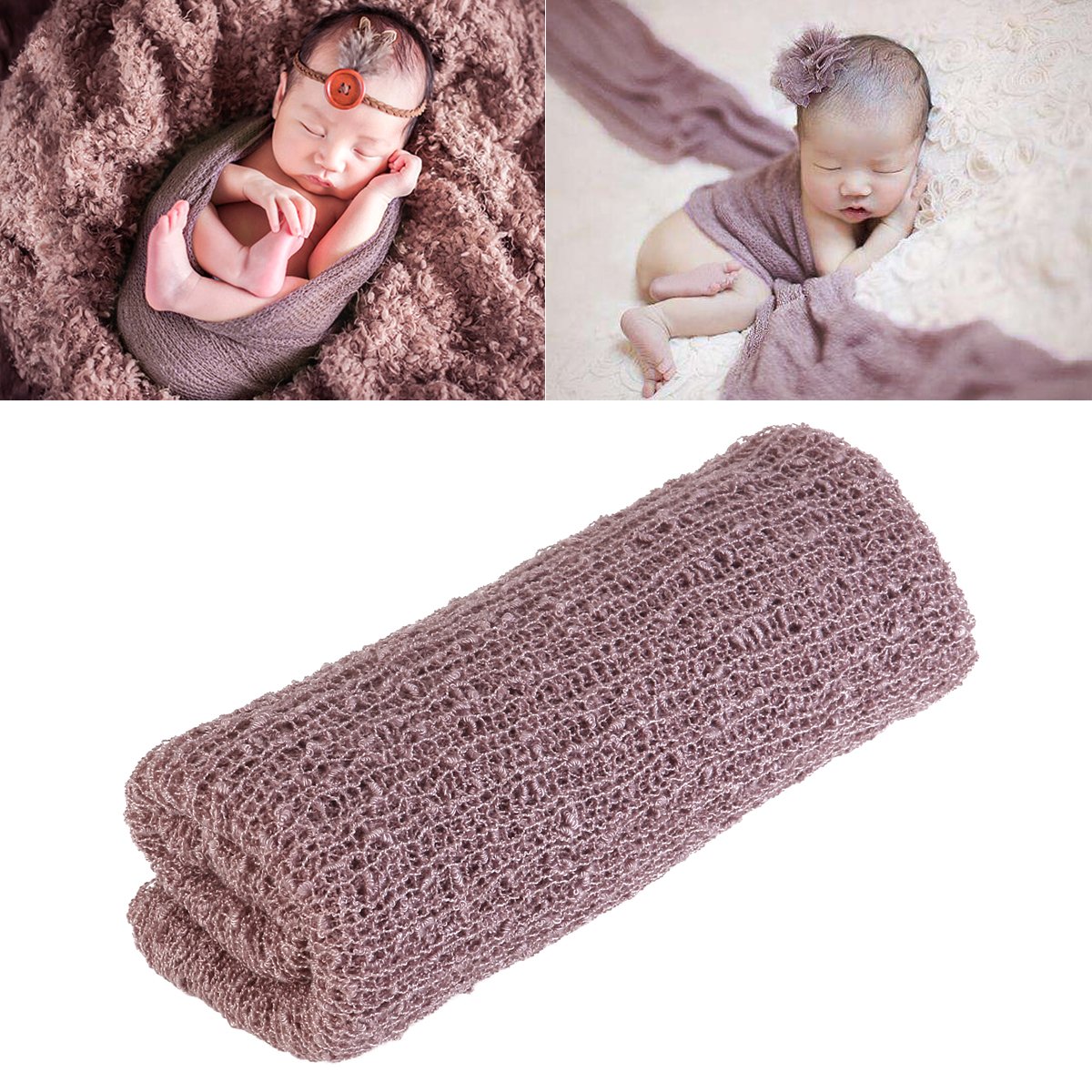 TINKSKY Long Ripple Wrap - DIY Newborn Baby Photography Wrap-Baby Photo Props (Lilac)
