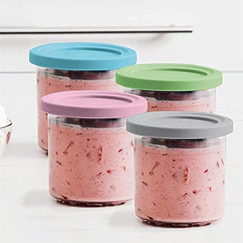 creami pint containers,ninja creamy pints and lids - 4 pack,compatible, NC301,NC299AMZ ,NC300 series,and so on,creami deluxe pints,creami ninja ice cream containers