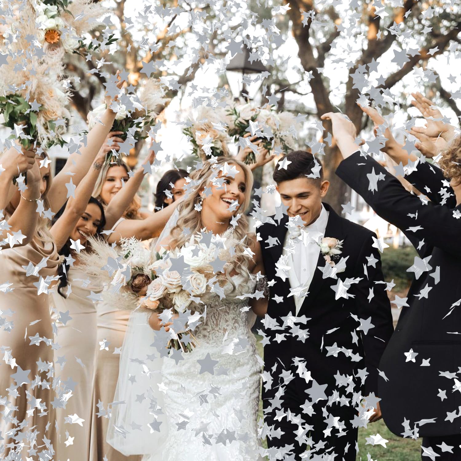 Confetti Cannon Sliver 12Pack Confetti Poppers 12Inch Confetti Party Poppers with Silver Star Confetti Bulk Streamer Blaster Shooter for New Year Christmas Birthdays,Weddings,Graduation Decorations