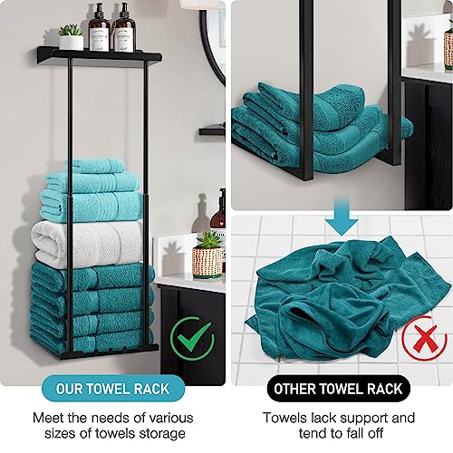 Hommtina Bathroom Towel Storage Black Towel Holder Bathroom Decor Aesthetic Towel Racks for Bathroom Bath Towel Storage for Rolled Towels Organizer
