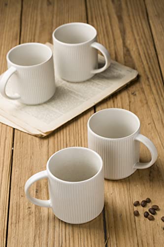famiware 4 Pieces Coffee Cups, 12 oz Catering Mug with Handle for Coffee, Tea, Cocoa, Milk, Matte White