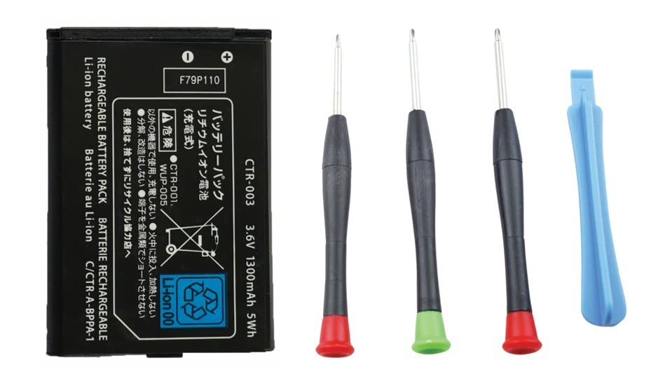Battery 1400mAh CTR-003 Replacement for Nintendo 3DS 2DS CTR 003 Game Console Handheld + Tool Screwdriver Repair Kit