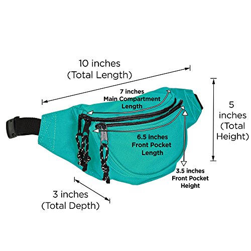 DALIX Fanny Pack w/ 3 Pockets Traveling Concealment Pouch Airport Money Bag (Aqua)