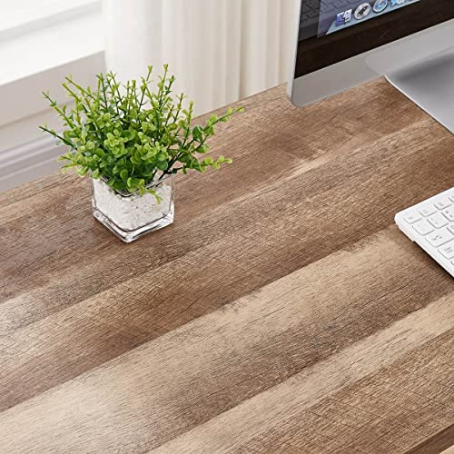 FATORRI Industrial L Shaped Computer Desk and 5 Tier Bookshelf for Home Office (Rustic Oak)