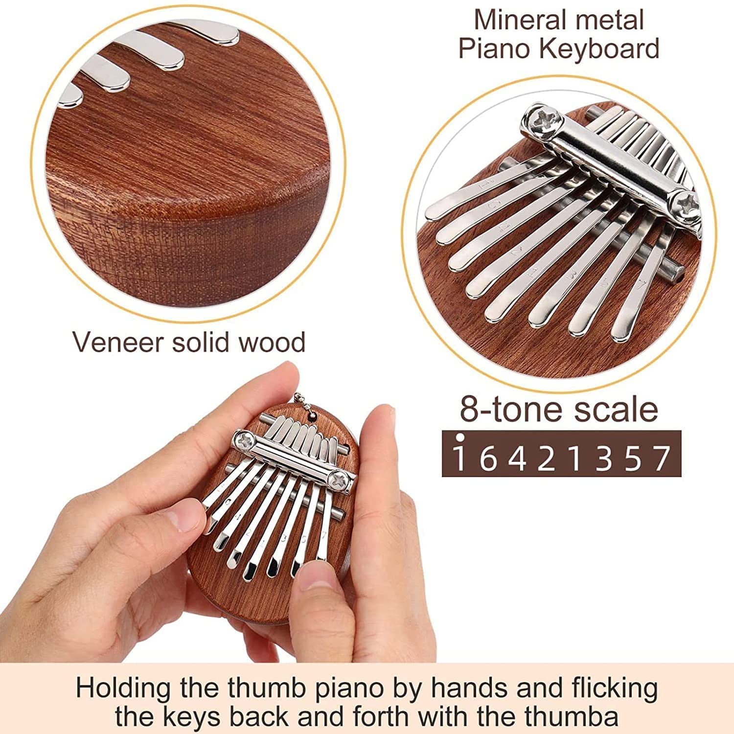 Lehay Mini Kalimba Thumb Piano 8 key Finger Mbira with Lanyard