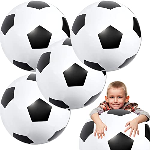 HAOOIE 4 Pack Giant Inflatable Soccer Ball 27 Inch Large Beach Balls Bulk Pool Toys Beach Toys Beach Party Decoration for Water Sports Games Party Supplies
