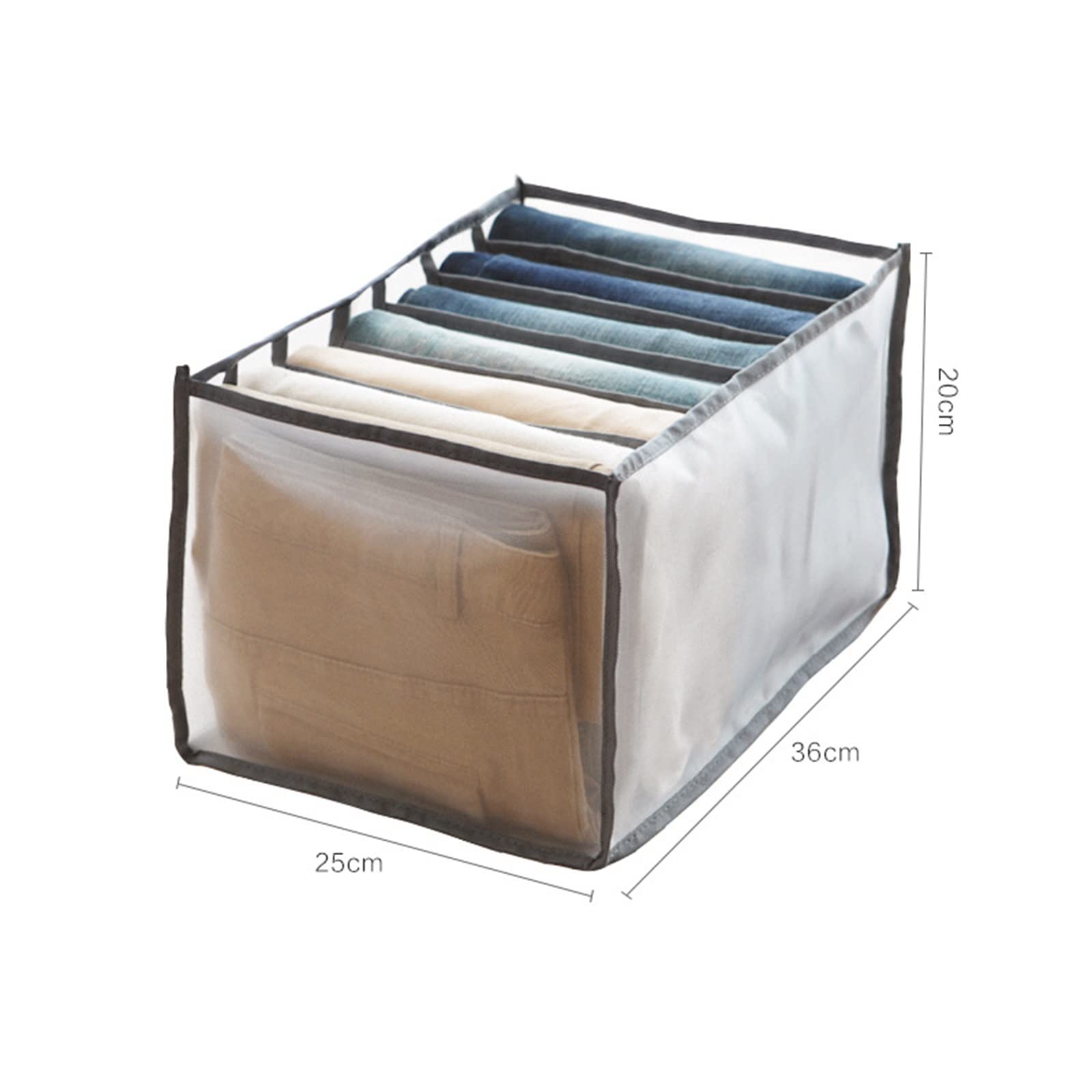 LELEBEAR Washable Wardrobe Clothes Organizer for Closet - 7 Grids Washable Wardrobe Clothes Organizers, Used for Household Clothes Sorting (Gray L,4)