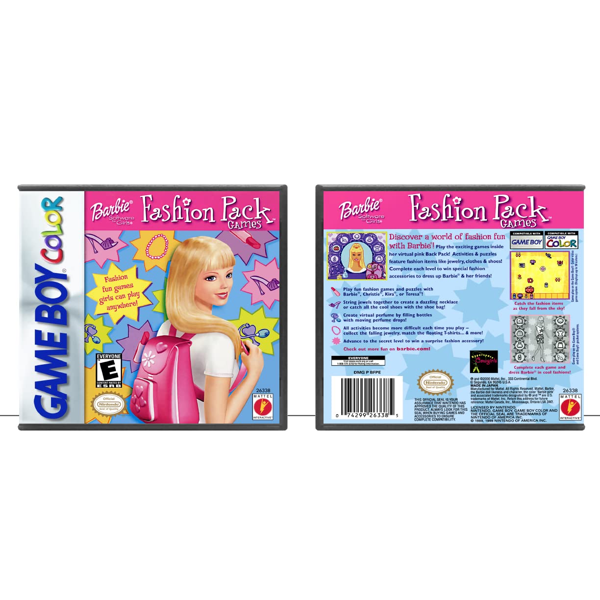 Barbie Fashion Pack Games | (GBC) Game Boy Color - Game Case Only - No Game