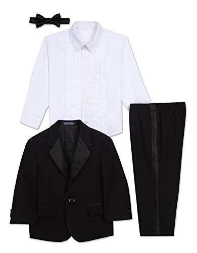 Nautica baby boys 4-piece With Dress Shirt, Bow Tie, Jacket, and Pants Tuxedo, Black, 18 Months US