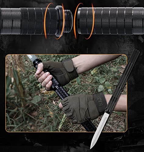 AULAKNIV 18.8 Inch Combination Knife Aviation Aluminum Handle Tactical Hunting Fixed Blade Self Defense Tools Outdoor Camping Survival Knives (Black)