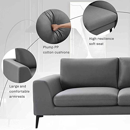 Cotoala 141inch Air Leather Sectional Sofa with Metal Legs, Huge Corner Wedge Design, Modern English Arm Couch for Living Room, Grey
