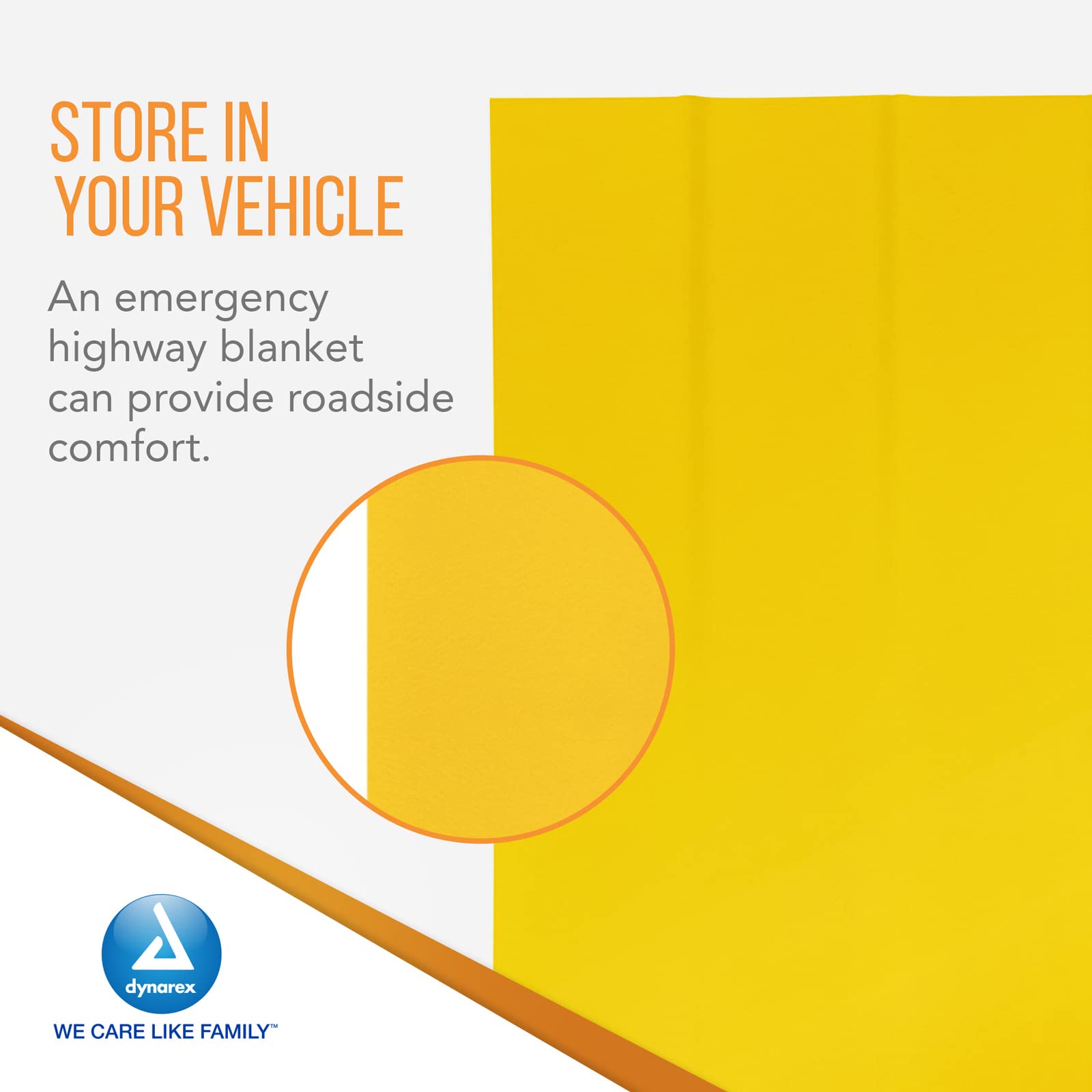 Dynarex 3519 Emergency Highway Blanket, Economy, Disposable and Water Repellent, Provides Full Coverage, Highly Visible for Safety, Yellow, 54" x 80", Pack of 50