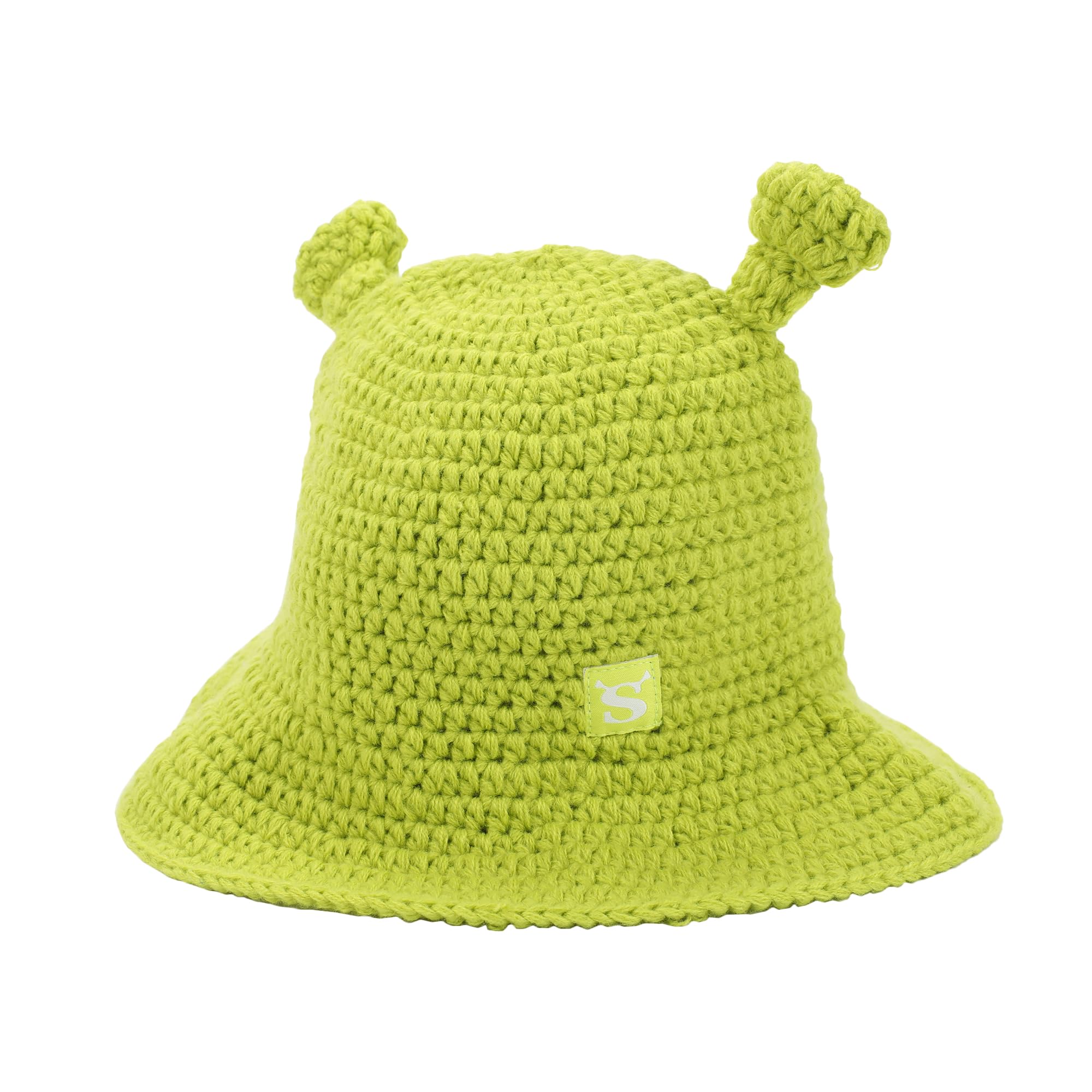 Bioworld Shrek Ogre-Inspired Green Crochet Bucket Hat with 3D Ogre Ears