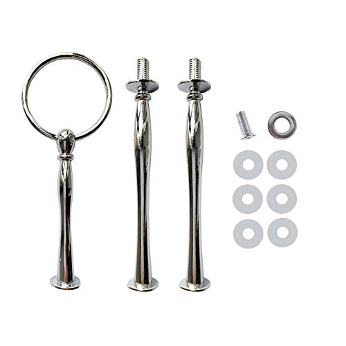 Happy Will 3 Tier Round Metal Cake Stand Holder Heavy Duty Fruit Plate Handle Fittings Hardware Rod with Stylus (Silver)