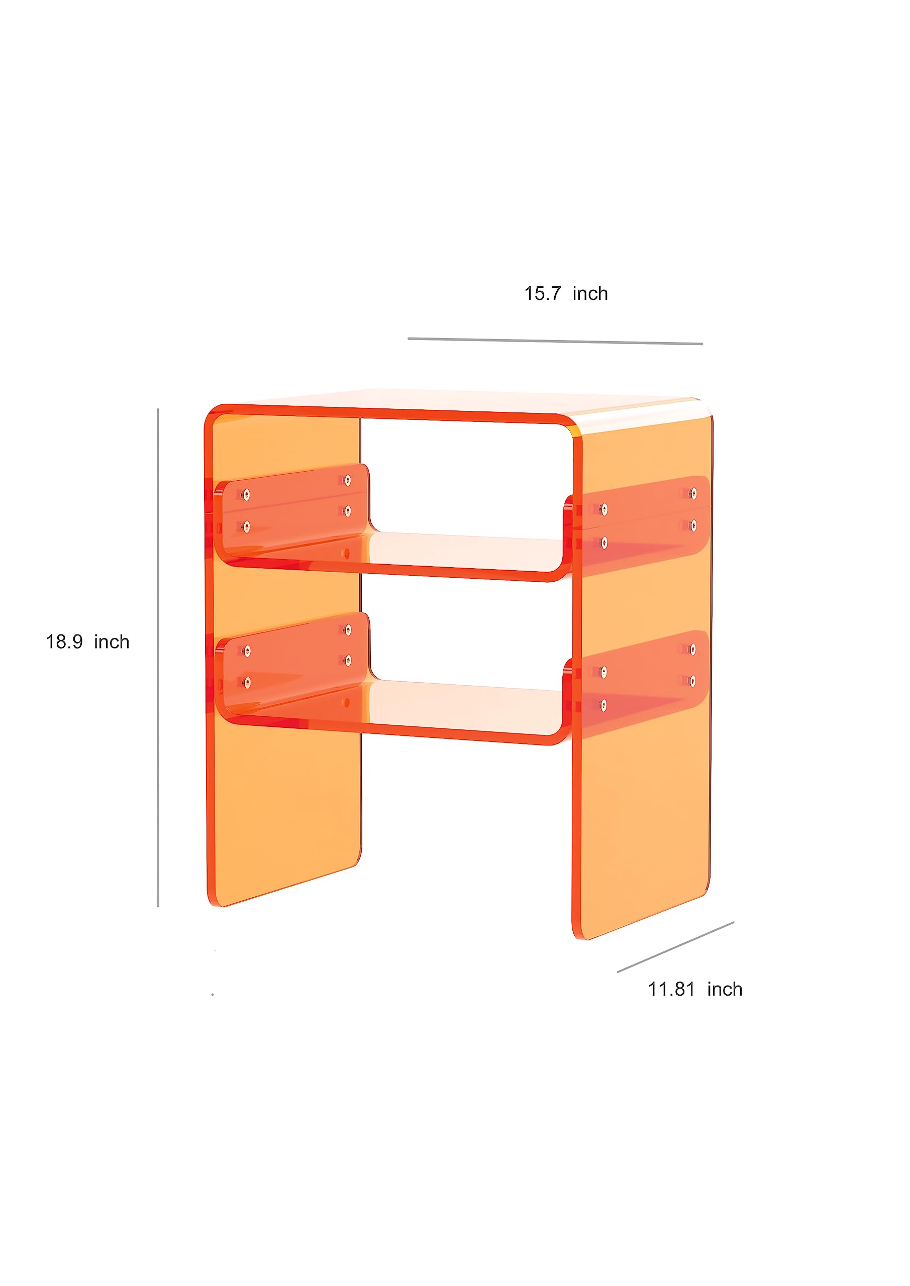 Clear Acrylic 3-Tier End Table/Nightstand β Sleek Bedside Storage with Durable Design, Perfect for Bedrooms, Living Rooms, or Modern Interiors β Ideal as a Bedside Table or Sofa Side Piece (Orange)