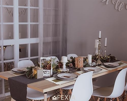 Fexia Boho Placemats Set of 6, Macrame Table Decor and Farmhouse Style Placemats Natural Cotton Burlap, for Dining Table Kitchen