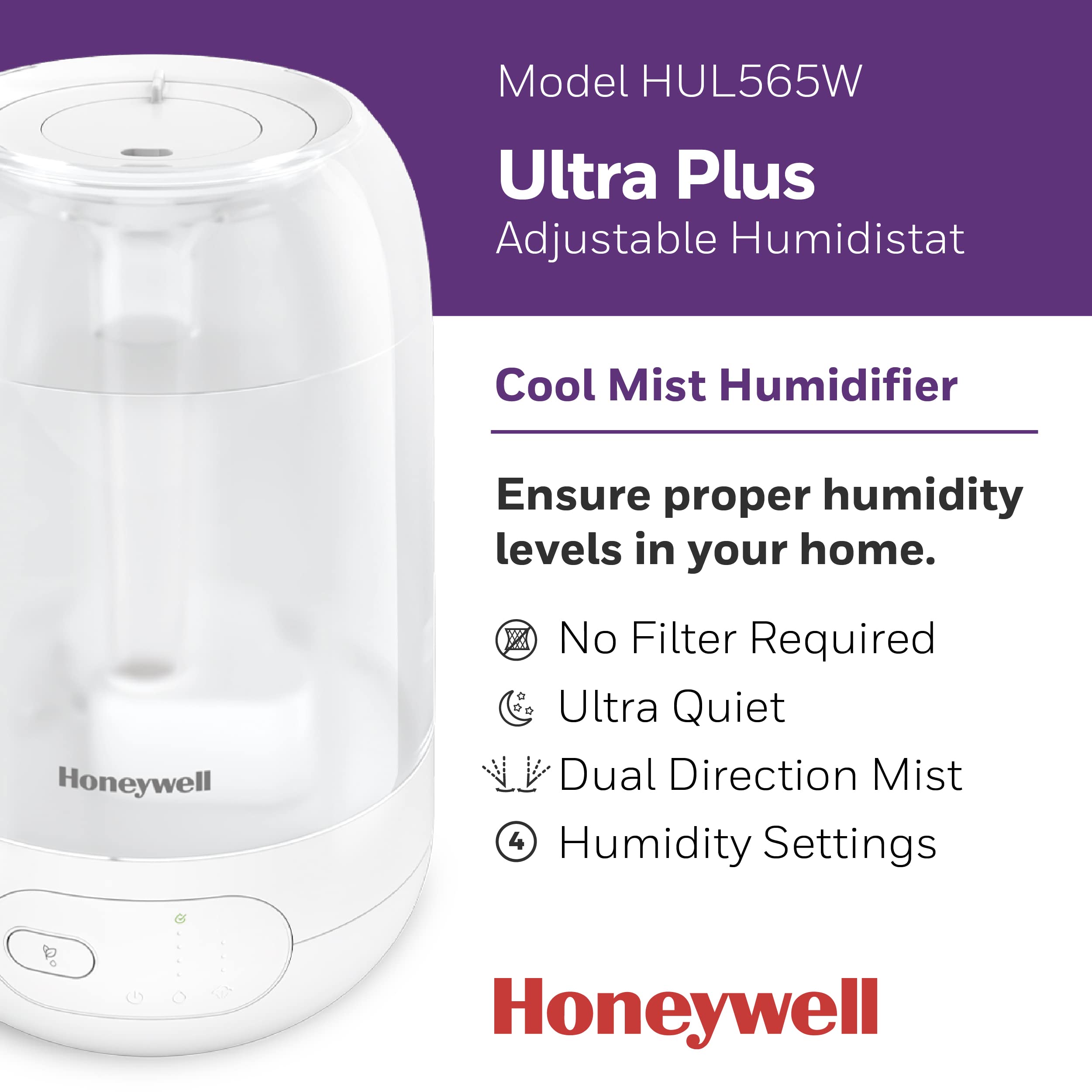 Honeywell Ultra Plus Cool Mist Humidifier, White – Cool Mist Humidifier for Large Rooms
